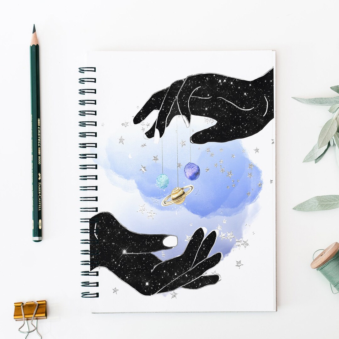 Cosmic Hands Notebook, Spiral Notebook, Blank Spiral Journal, Cosmic ...