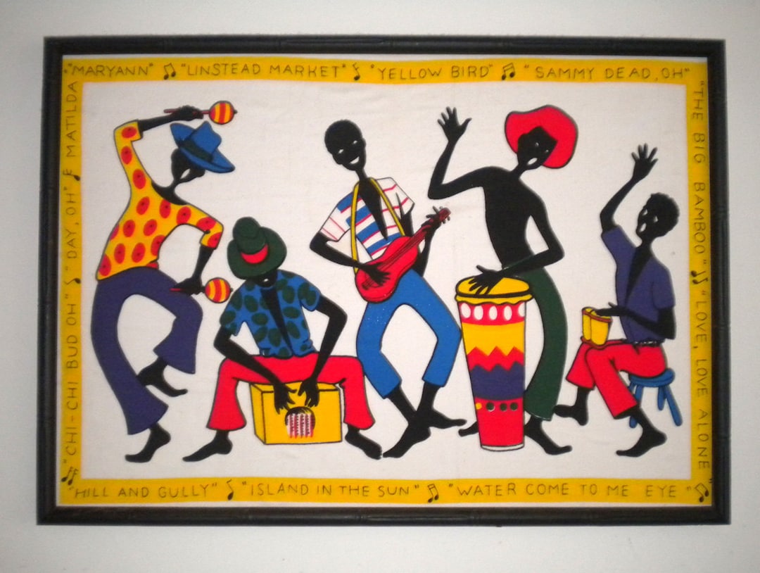 Ruth Clarage Musicians Irish Linen Tea Towel Framed Jamaica - Etsy