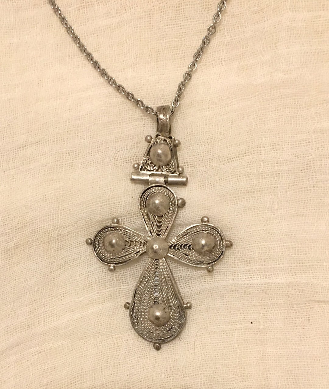 Antique Ethiopian Gurage Silver Hinged Pendant & Chain - Orthodox ...