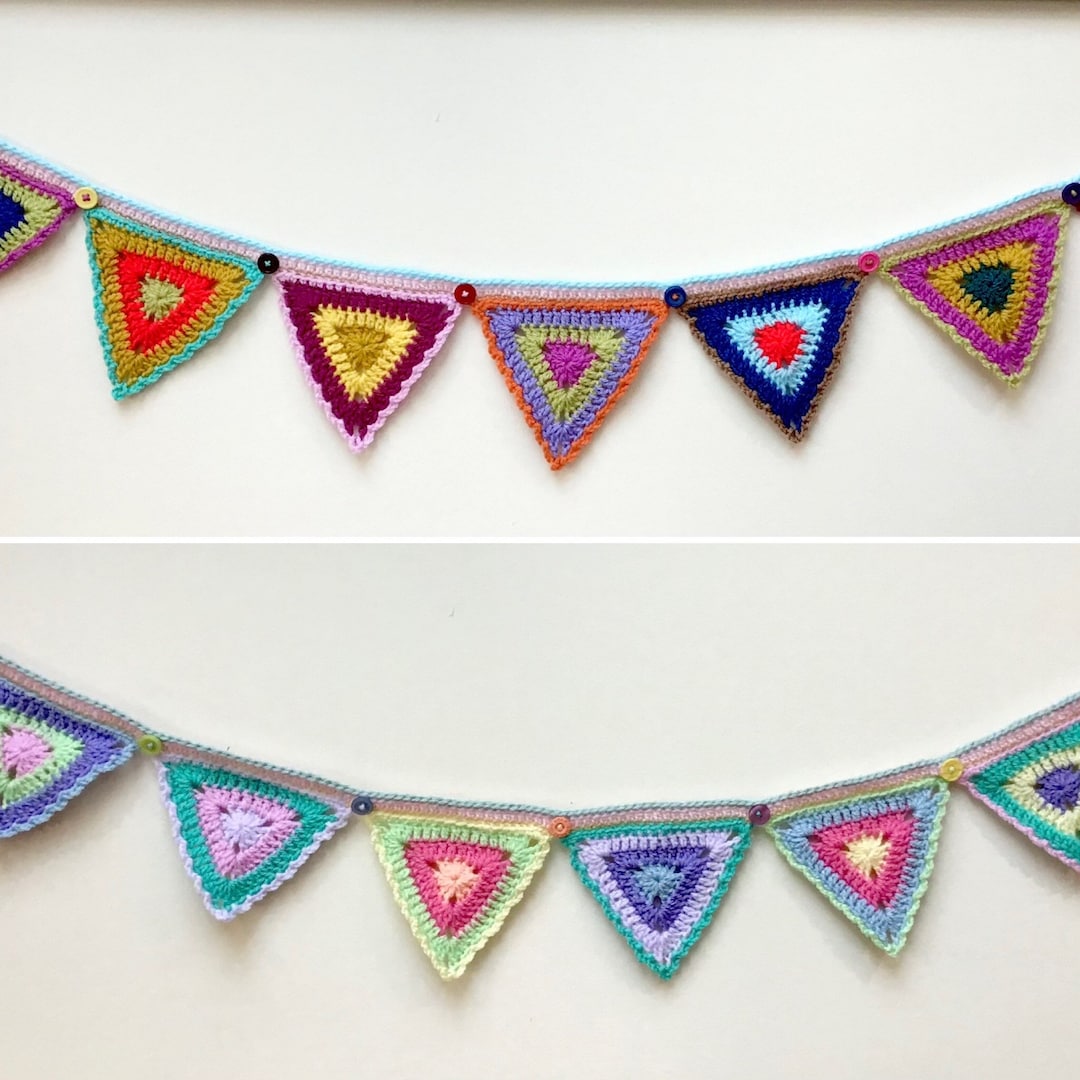 Handmade Crochet Triangle Bunting: Colorful Spring Garland - Etsy UK