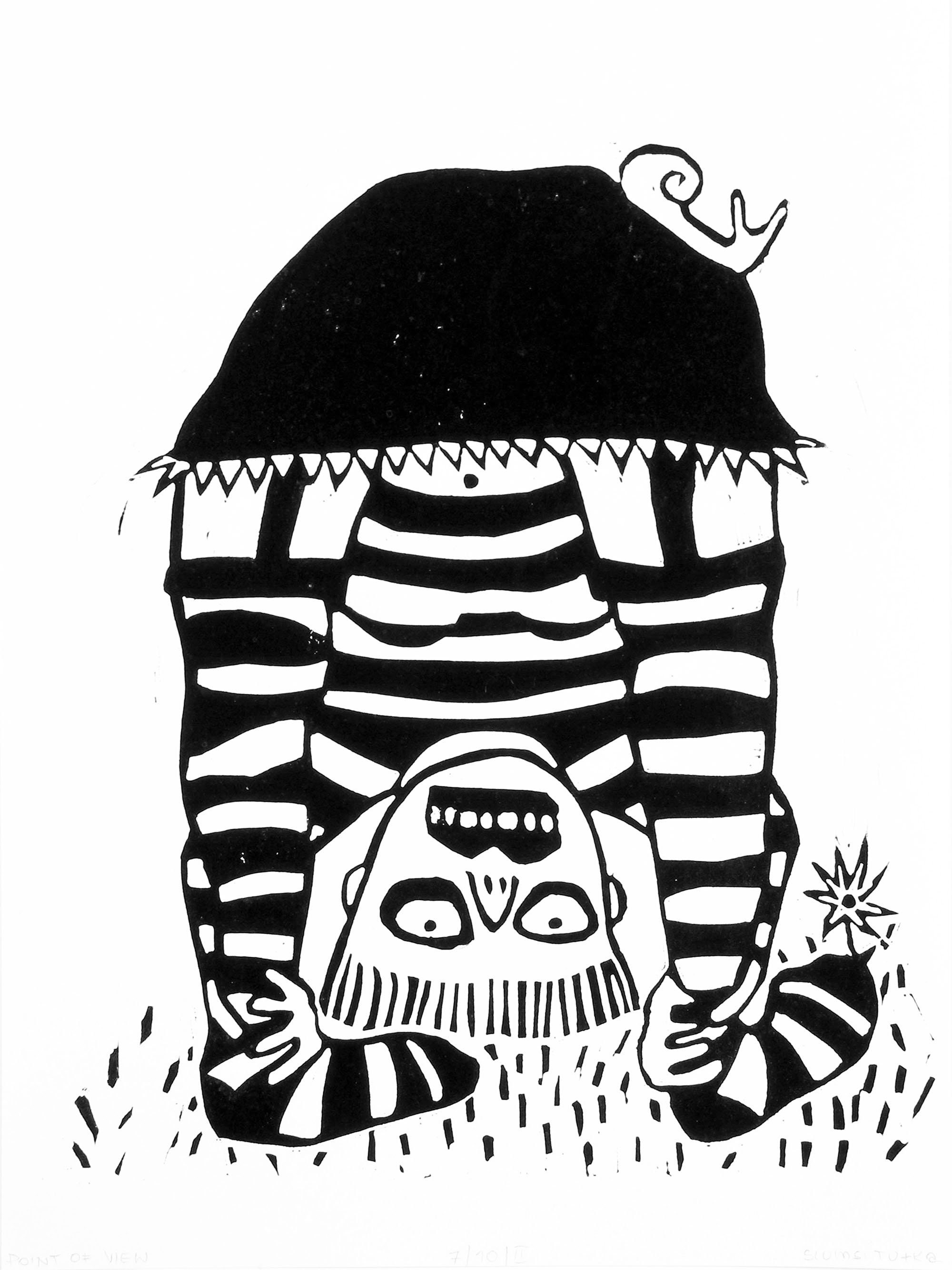Linocut Print Crazy Art Print Positive Wall Art Limited - Etsy