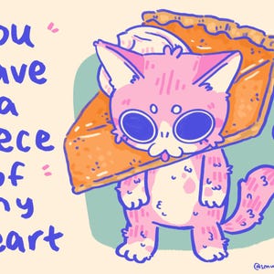 Cute Pie Cat POST CARDS, Themed Cats, Handmade Prints, Decoration, Art ...