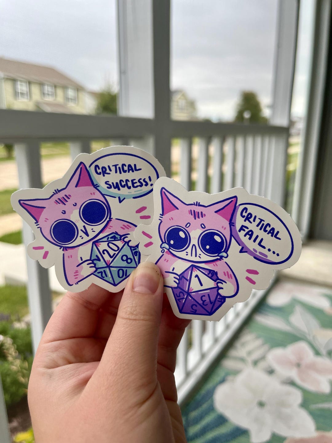 Critical Success Failure, Cute Cat DND Stickers, Dungeon and Dragons ...