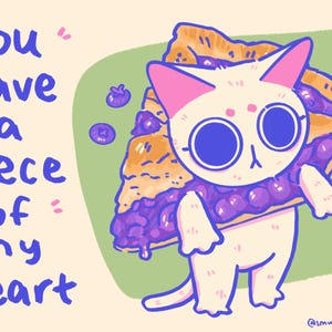Cute Pie Cat POST CARDS, Themed Cats, Handmade Prints, Decoration, Art ...