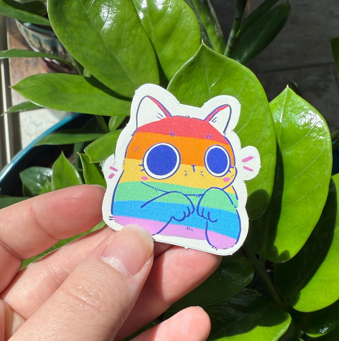 Cute Pride Cat Sticker, Funny Relatable Sticker, Vinyl Stickers ...