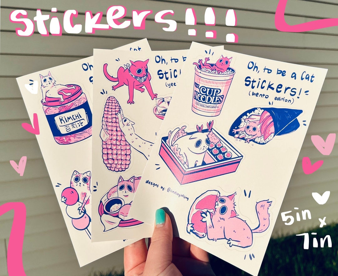 Cats and Sushi Themed Vinyl Stickers | Sticker Sheet (oh to Be a Cat ...