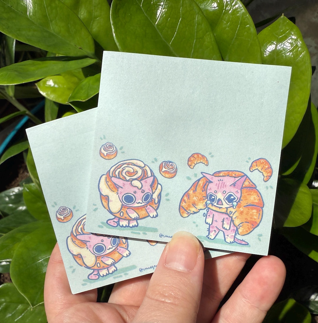 Cute Cinnamon Roll Cat Post It Notes, Sticky Notes, Cute Stationery - Etsy