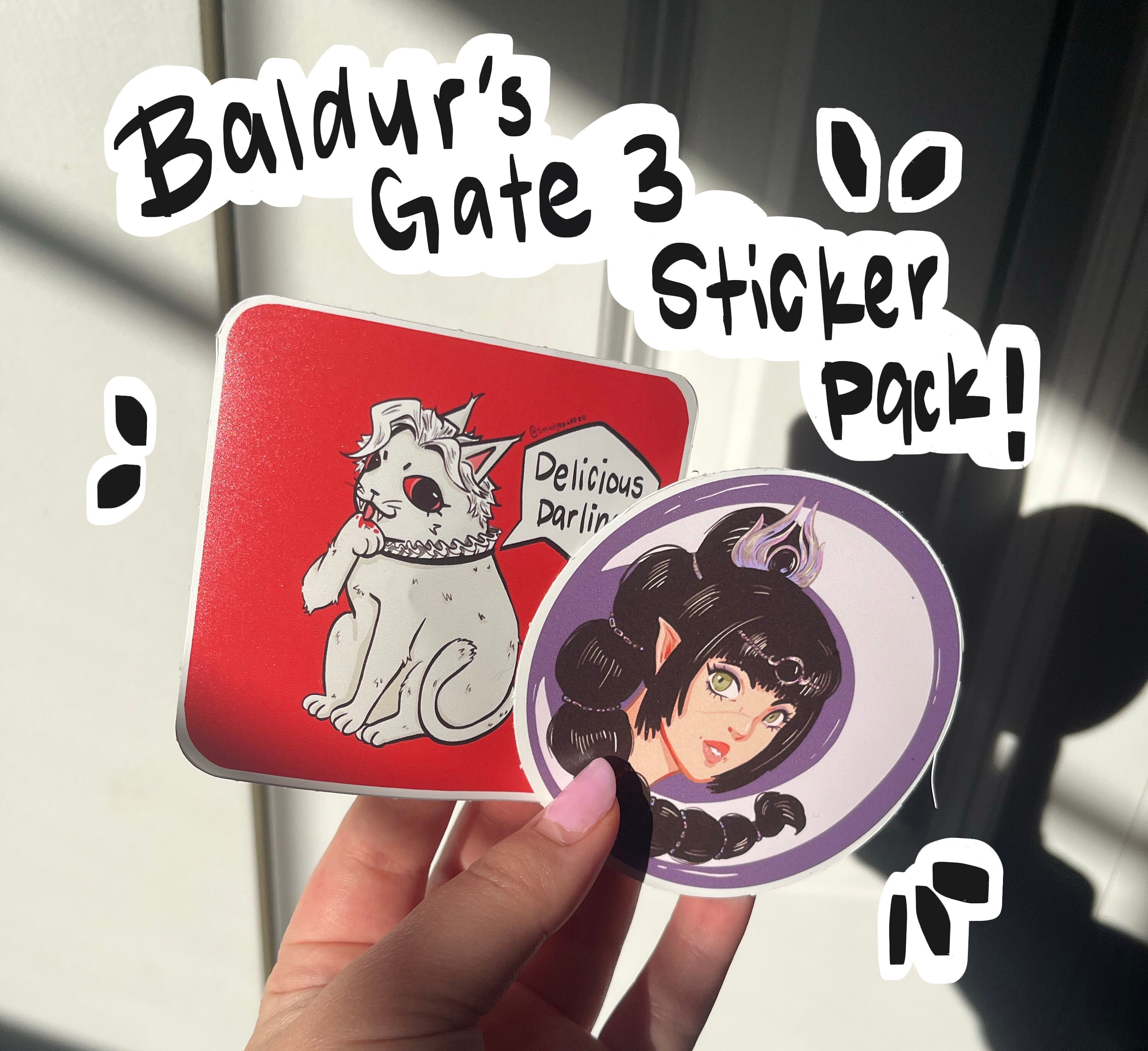 Baldur's Gate 3 Fanart Sticker Set, Shadowheart Astarion Cat Stickers ...
