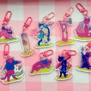 Cute Cat Dnd Classes Acrylic Keychains, Cat Keychains, Dungeons and ...