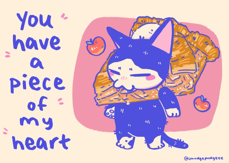 Cute Pie Cat POST CARDS, Themed Cats, Handmade Prints, Decoration, Art ...