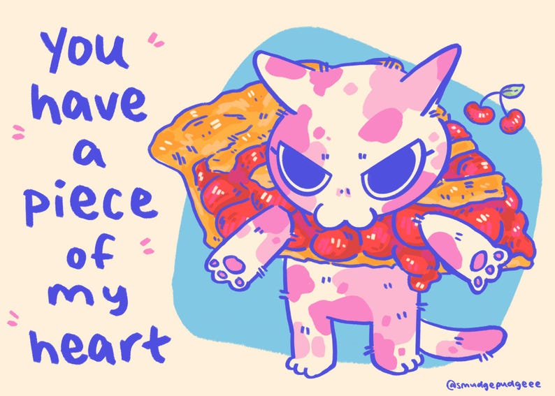 Cute Pie Cat POST CARDS, Themed Cats, Handmade Prints, Decoration, Art ...