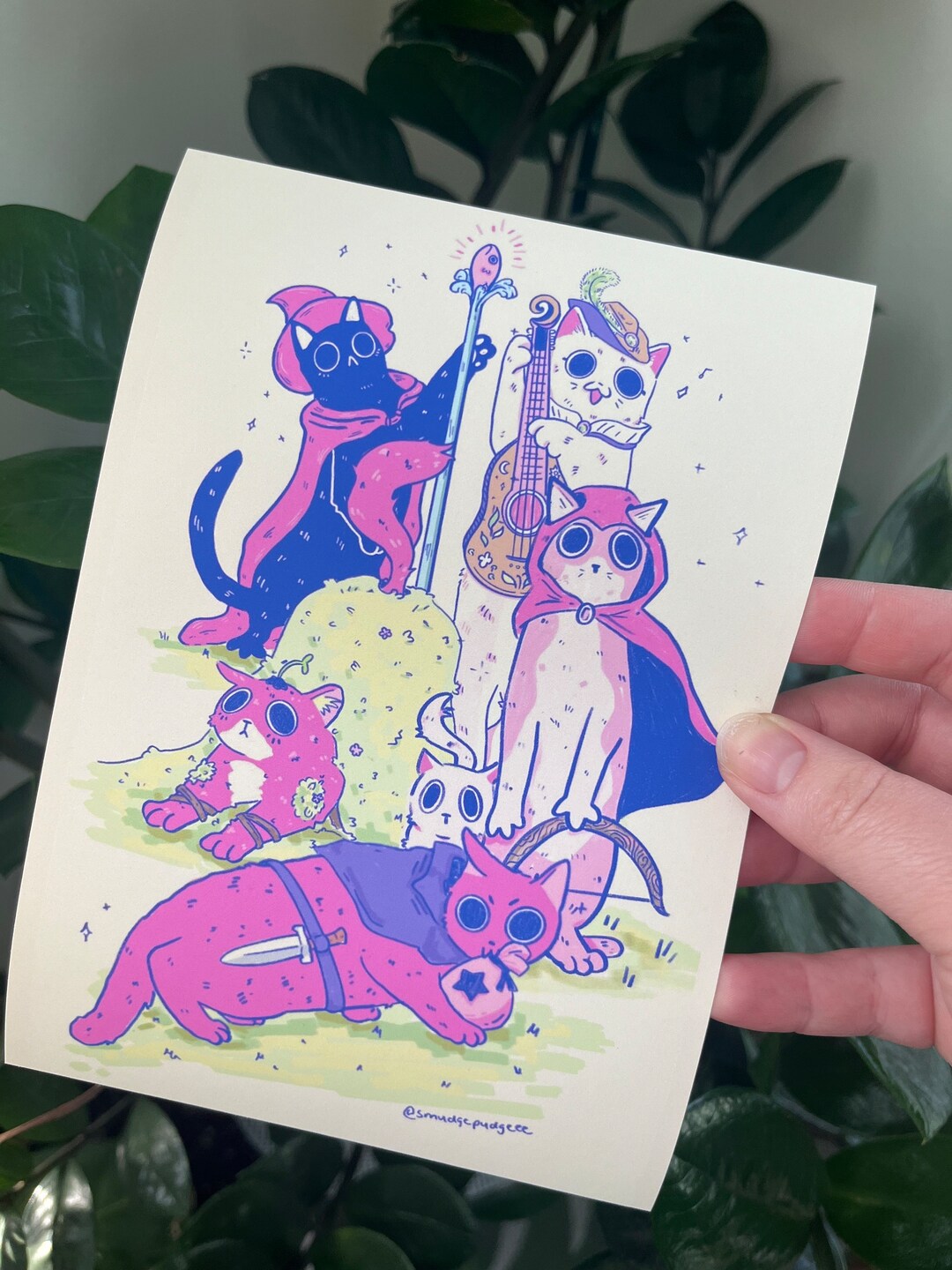 Cute Cat DND MINI Prints, Dungeon and Dragons Themed Cats, Handmade ...