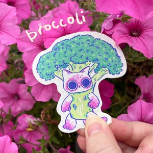 Veggie Cat Sticker, Vegetable Sticker Set, Flower Themed Stickers ...