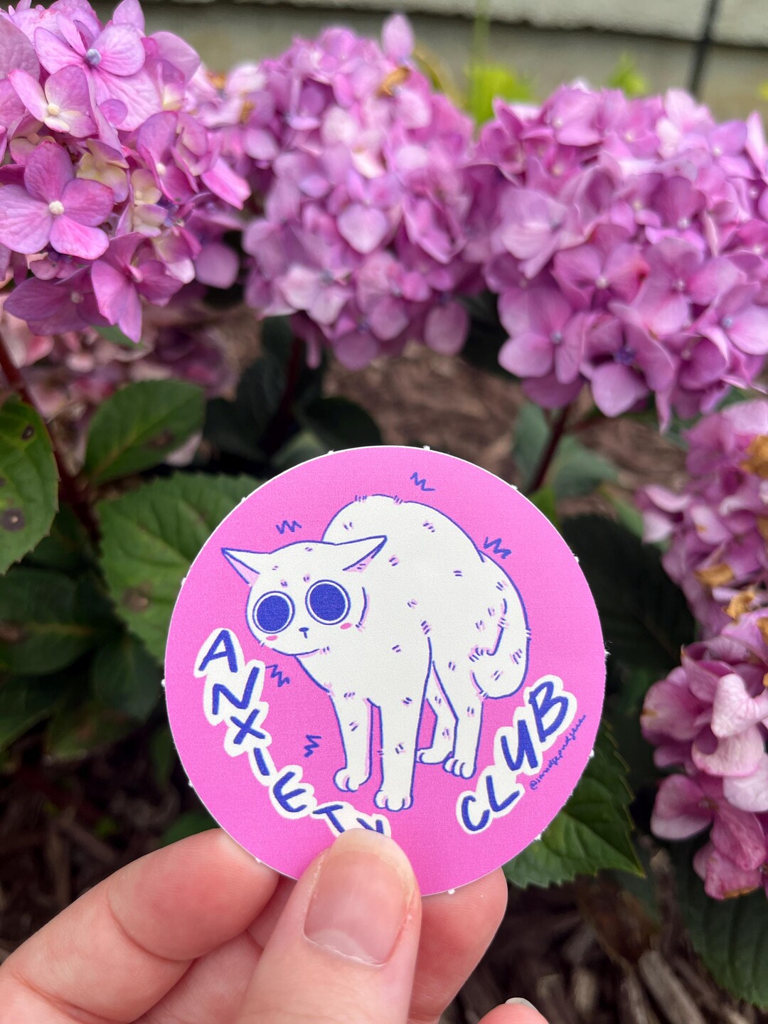 Cute Anxiety Club Cat Sticker, Funny Relatable Sticker, Vinyl Stickers ...
