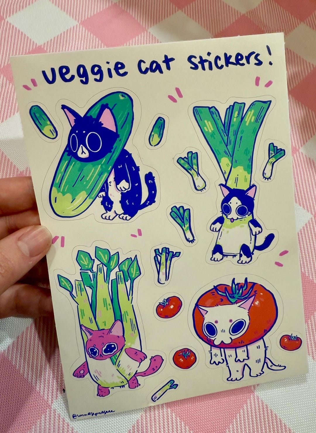 Veggie Cat Themed Vinyl Stickers, Sticker Sheet, Funny Cat Stickers ...