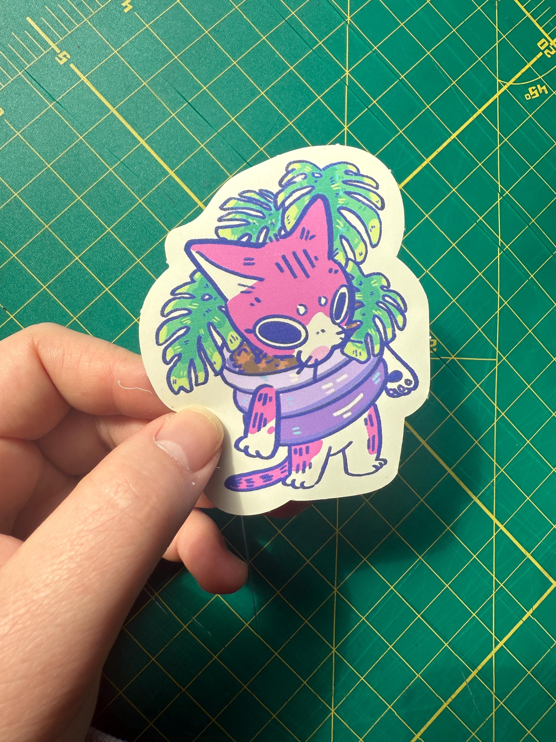 Houseplant Cat Sticker, Sticker Set, Kawaii Themed Stickers, Vinyl ...