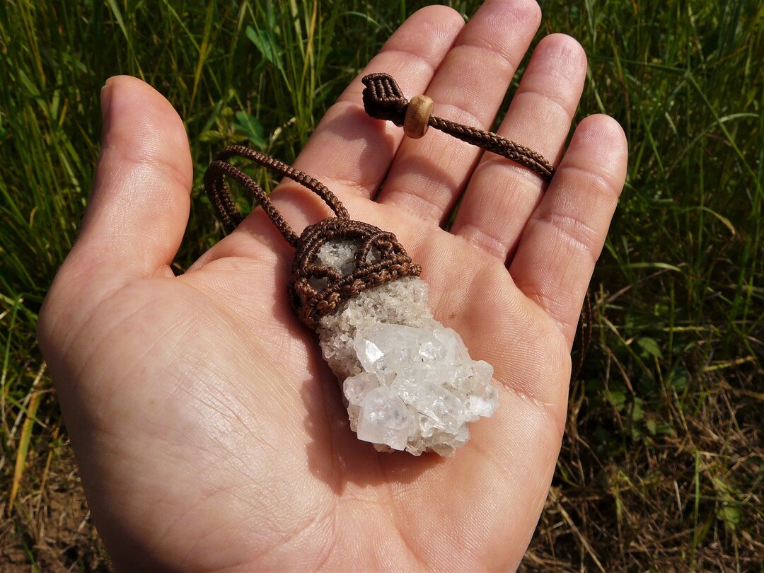 Shamanic Necklace Raw Crystal Jewelry, Apophyllite Pendant Spiritual ...