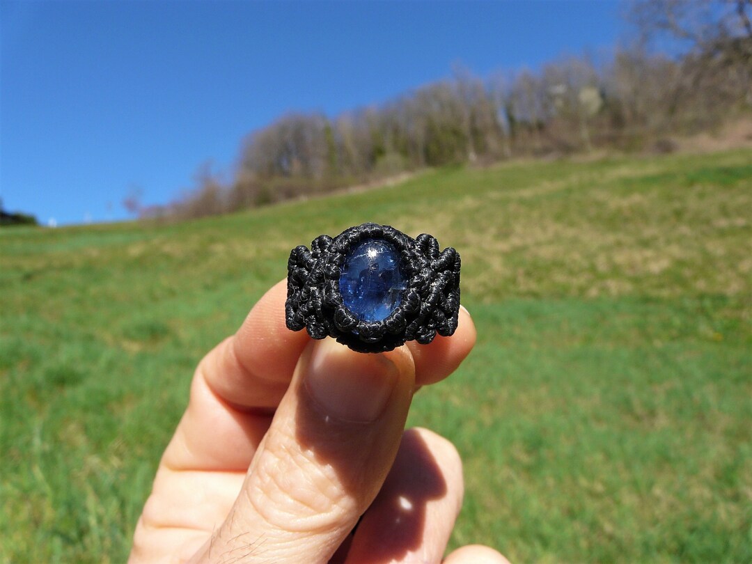 Blue Kyanite Crystal Ring, Macrame Handmade Gift for Women, Spiritual Protection Jewelry. - Etsy UK