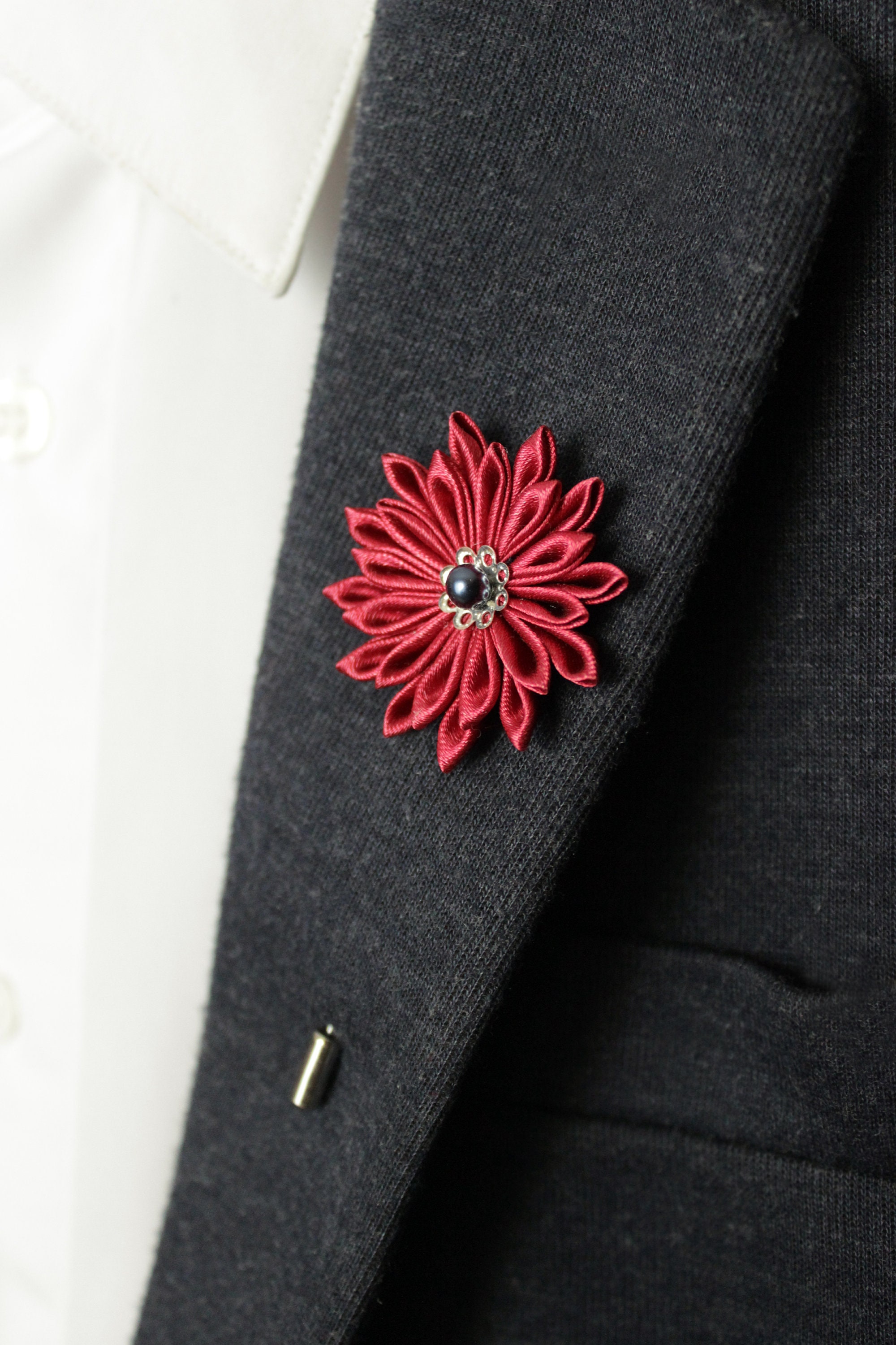 Suit Flower Lapel Men's Lapel Flower Burgundy Wedding - Etsy