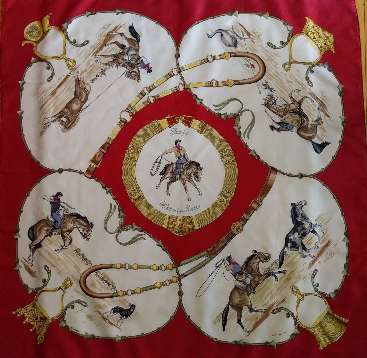 Hermes Scarf PAMPA Jean De Fougerlolle Hermes Scarf Silk Hermes Scarf PAMPA Jean De Fougerlolle Hermes Scarf Silk