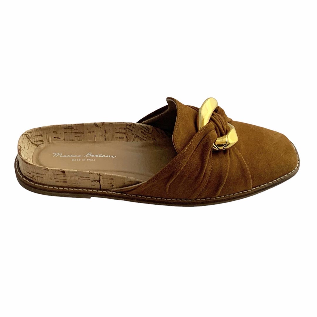 Matteo Bertoni Brown Suede and Leather Mules – Elegant Italian Handmade ...