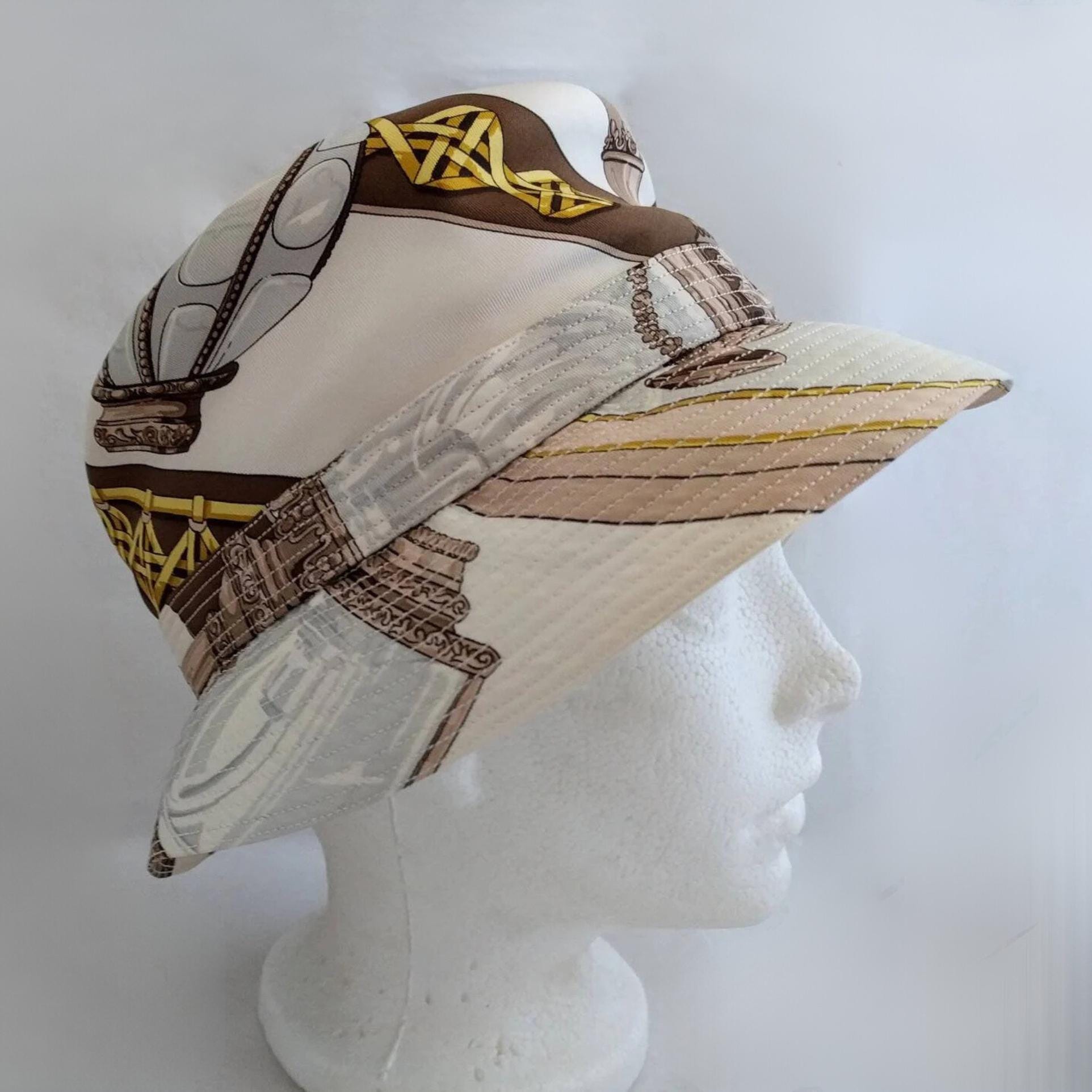 Hat Hermes Silk Hat Safari HERMES Vintage Silk Bucket Hat by Hat Hermes Silk Hat Safari HERMES Vintage Silk Bucket Hat by