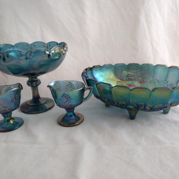 Blue Carnival Glass - Etsy
