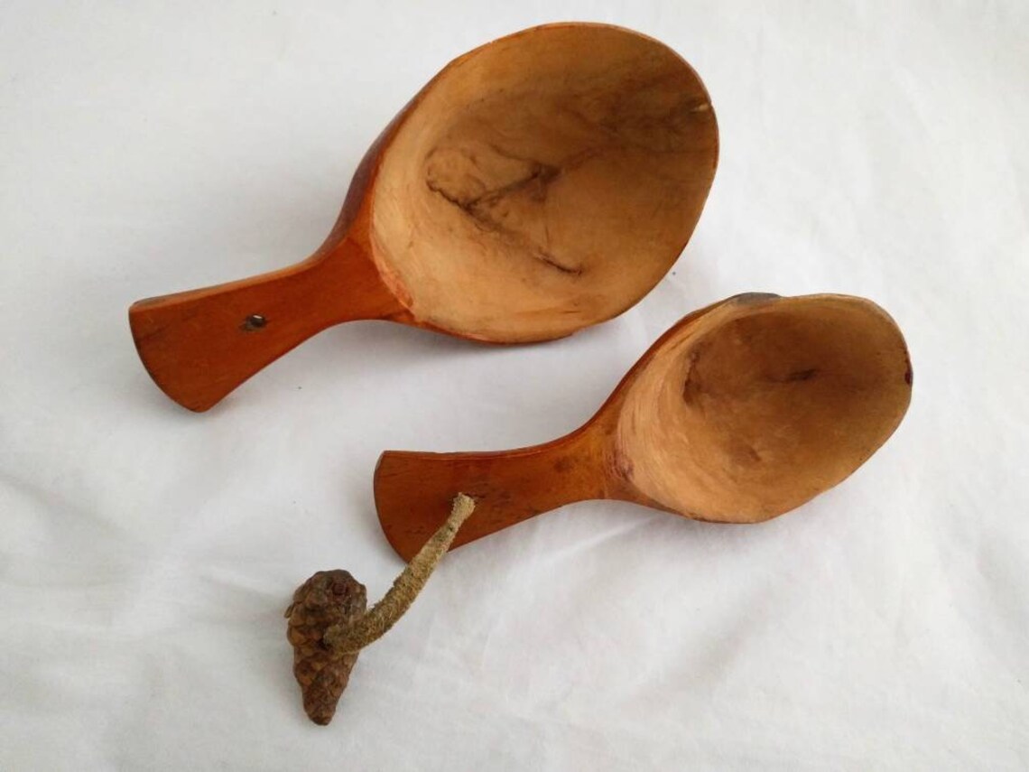 Vintage Woodlands Carved Wood Canoe Cups | Etsy