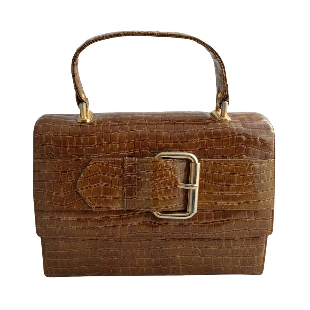 Vintage Coret Faux Croc Top Handle Bag – Rare 1950s/60s Purse, Made in ...