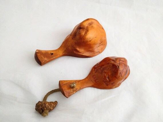 Vintage Woodlands Carved Wood Canoe Cups | Etsy