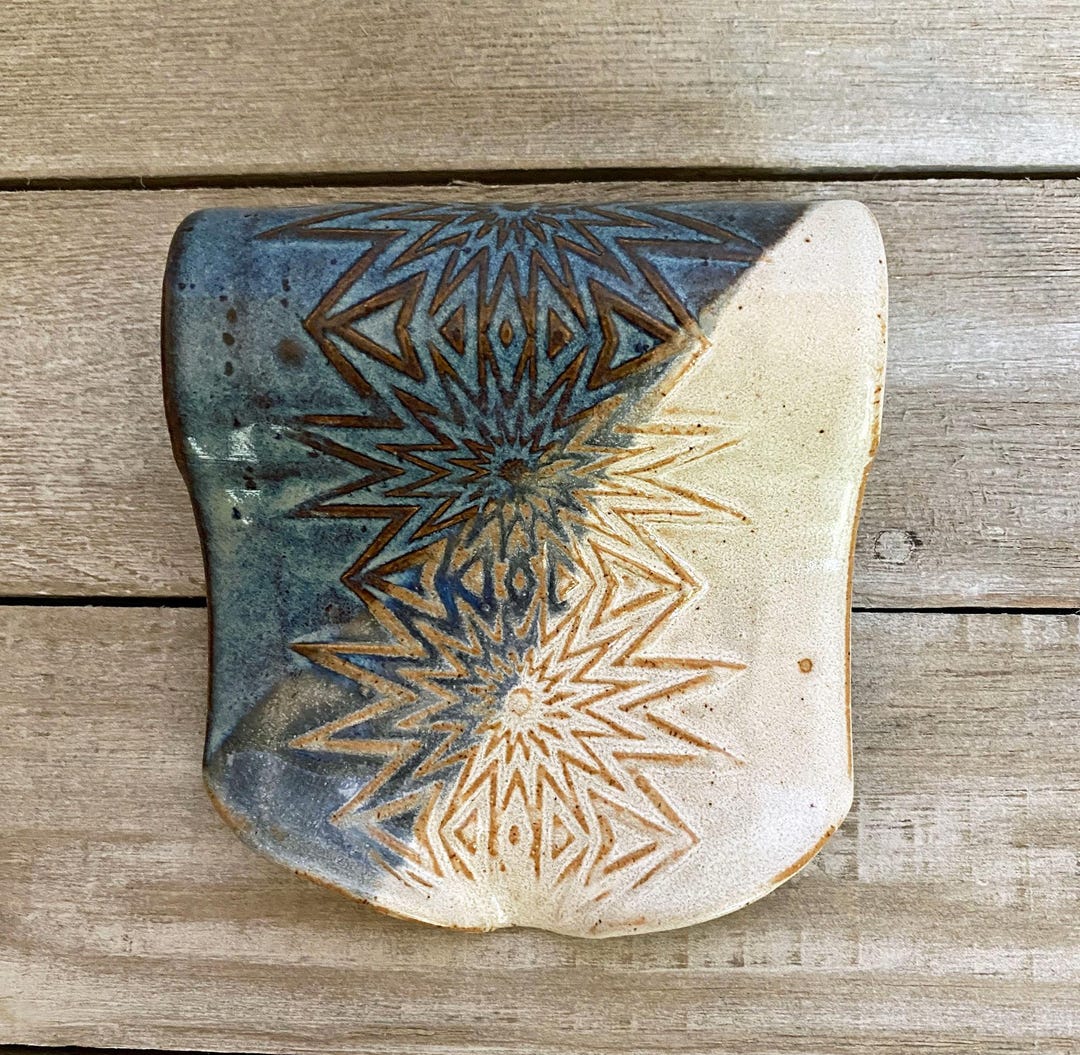 Self-draining Ceramic Sponge Holder With Drain Spout, Handmade Self ...