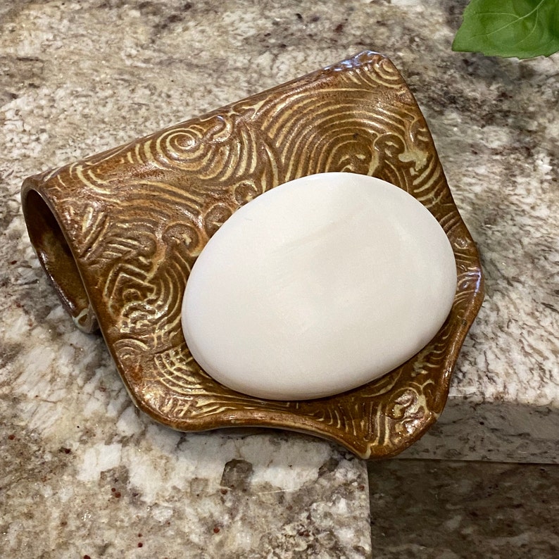 Self-draining Ceramic Sponge Holder With Drain Spout, Handmade Self ...