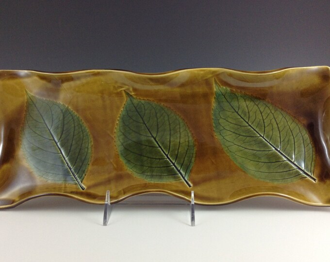 Stoneware Tray Hydrangea Leaf Platter Ceramic Rectangular - Etsy