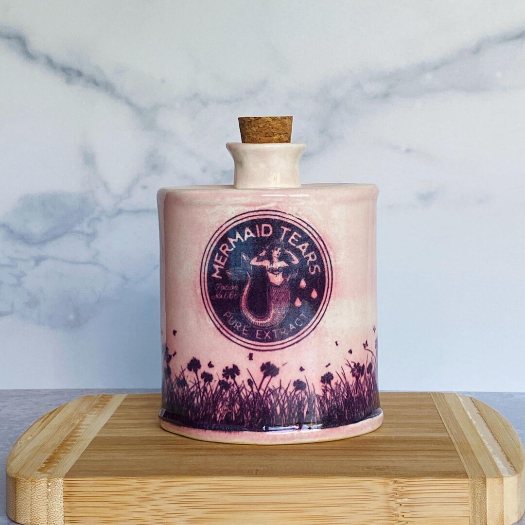 Pink Ceramic Mermaid Flask With Stopper - Etsy