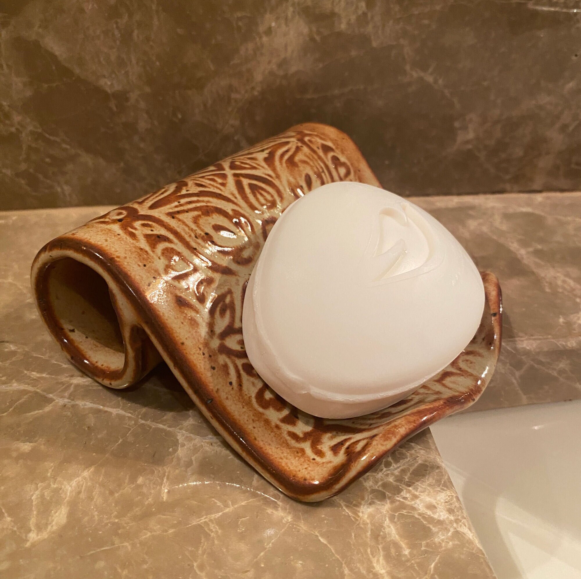 Self-draining Ceramic Sponge Holder With Drain Spout, Handmade Self ...