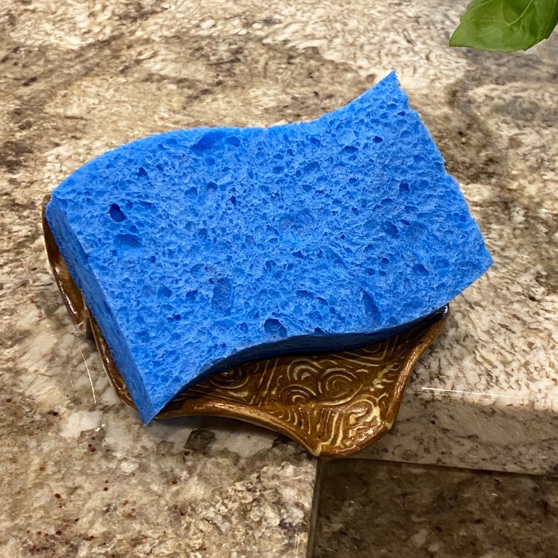Self-draining Ceramic Sponge Holder With Drain Spout, Handmade Self ...