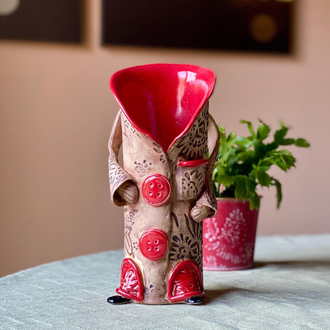 Whimsical Kitchen Red Utensil Crock or Holder for the Cooks Countertop ...