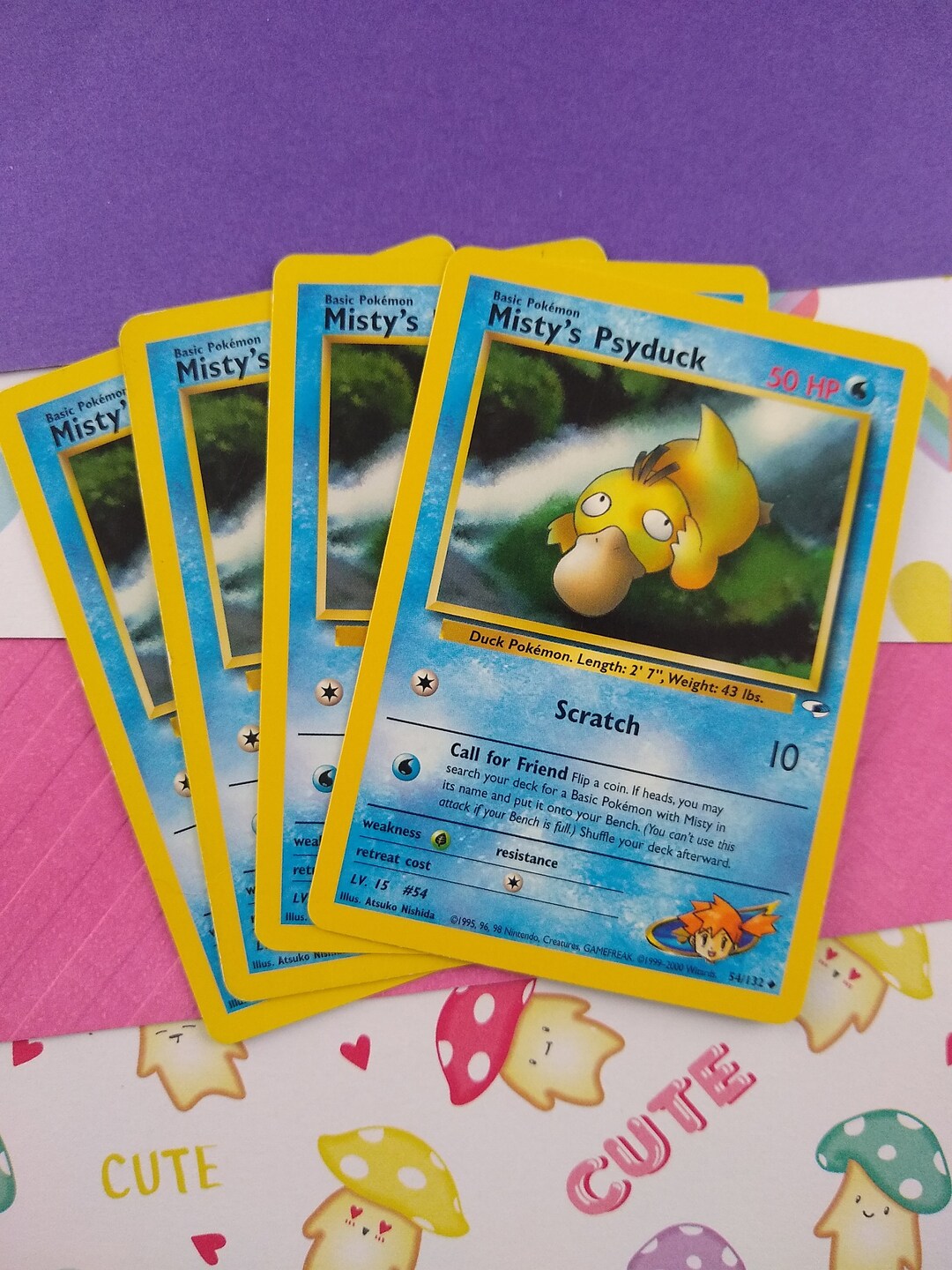 Vintage Uncommon Set/4 Misty's Psyduck Gym Heroes Non-holo Pokemon ...