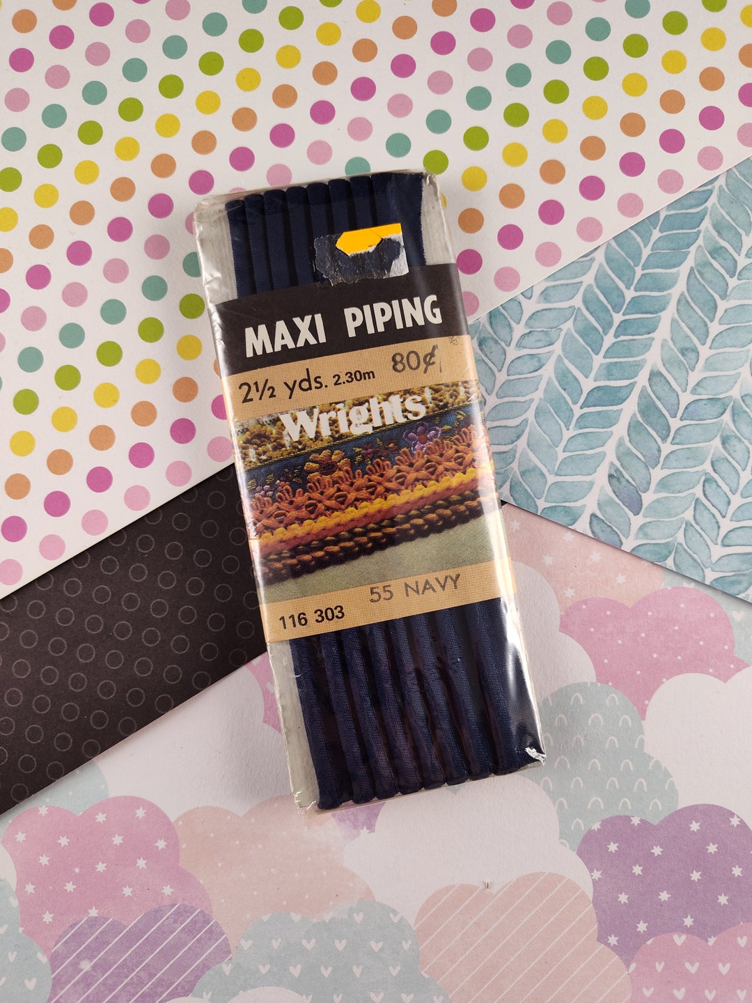Vintage Wrights Maxi Piping, Navy SEALED - Etsy