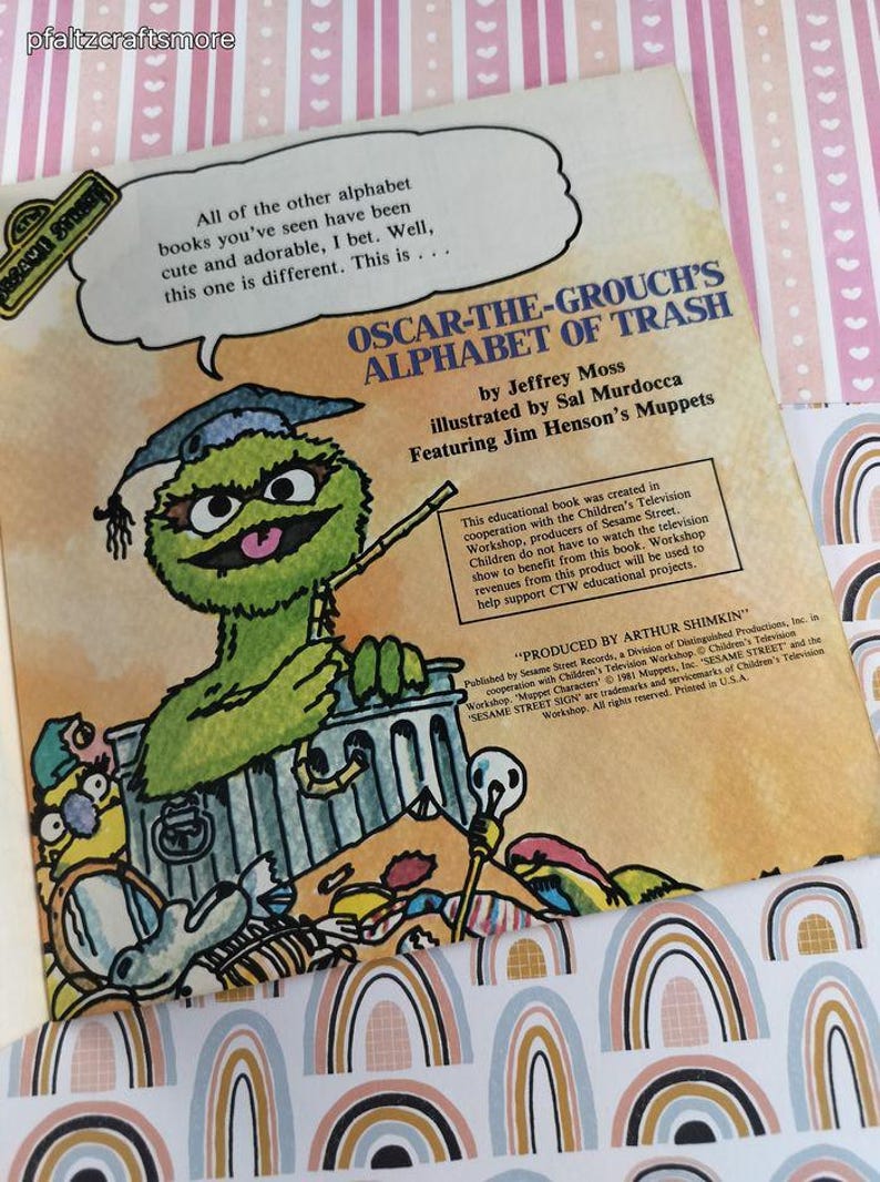 Vintage 1981 Sesame Street Oscar the Grouch's Alphabet of Trash Book ...