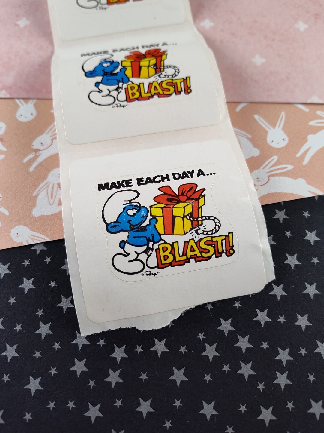 Vintage Smurfs "make Each Day a Blast!" Sticker, New & Unused/unpeeled ...