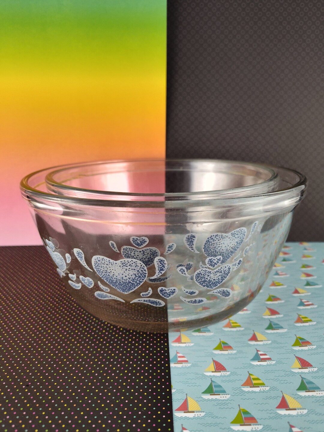 Vintage Anchor Hocking Mixing Bowl Ovenware Set/2 Bowls, Clear Glass ...