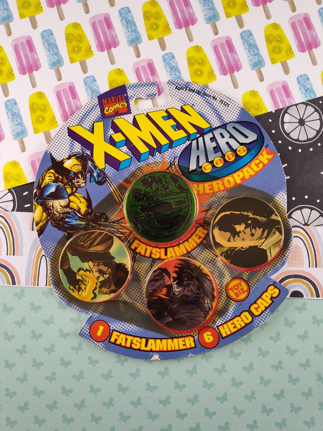 Vintage 1995 Marvel Comics X-men Hero Pack Fat Slammer Caps Set, SEALED ...