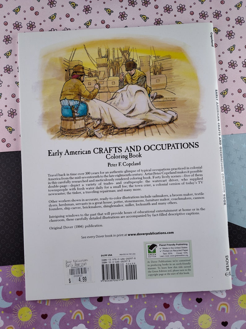 Vintage 1994 Early American Crafts and Occupations Dover Coloring Book ...