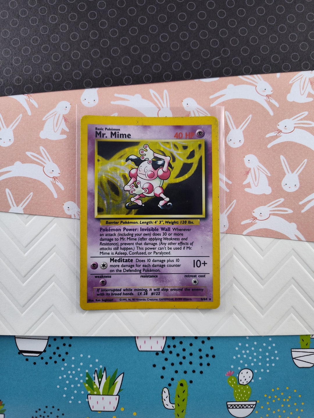 Vintage Rare Mr. Mime Jungle Holographic Pokemon Card 6/64 Mp/creased ...