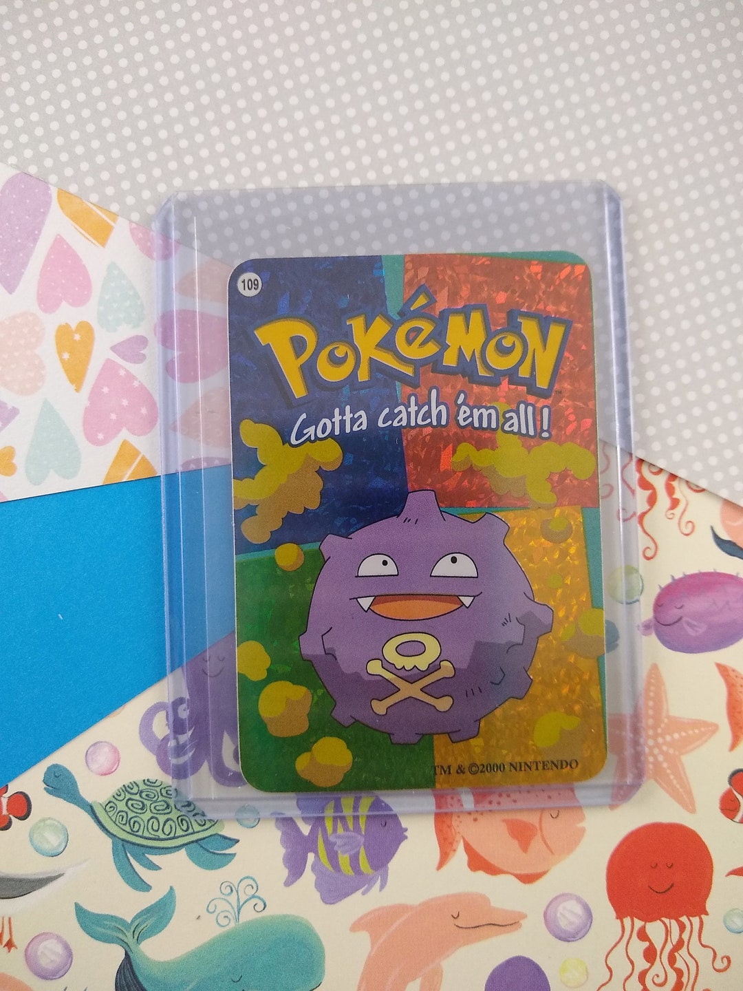 Vintage 1990's Pokemon Trading Vending Prism Shiny Holo Sticker Koffing ...