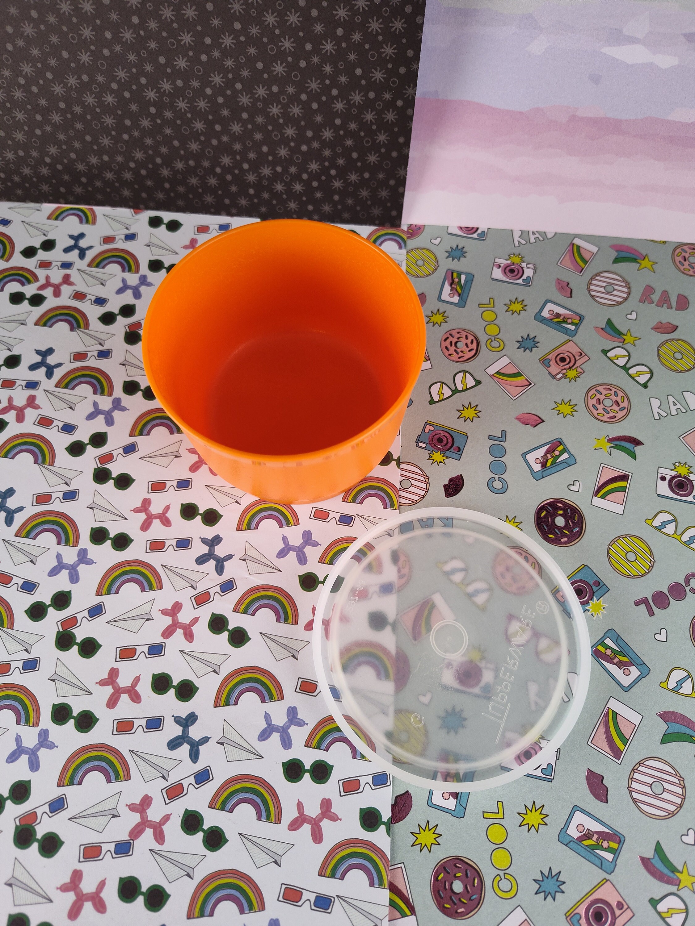 Vintage Tupperware Round Container Clear/orange 1229-24, Nice & Clean ...