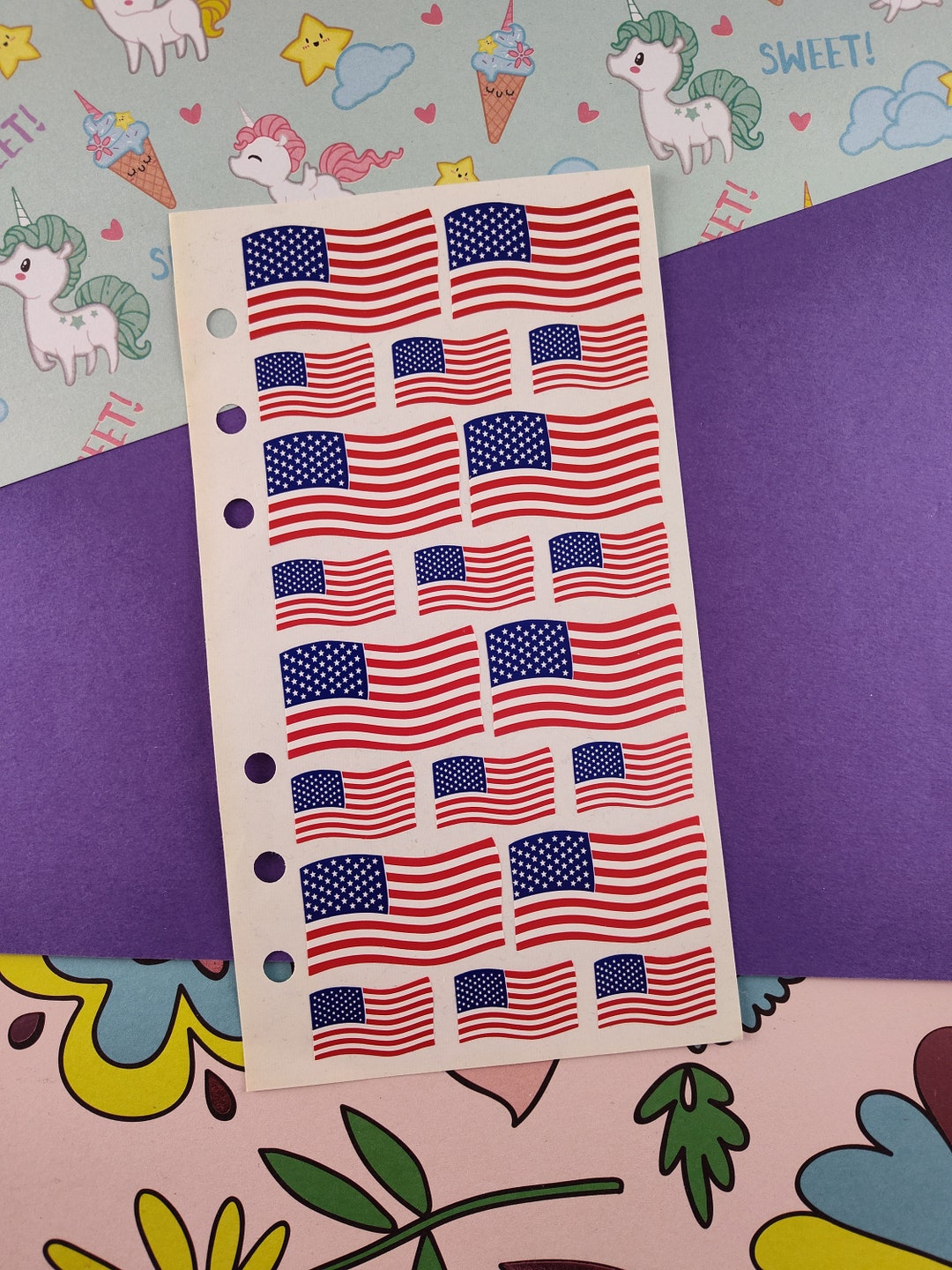 Vintage Stickopotamus "american Flags" Binder Sticker Sheet, Unused - Etsy