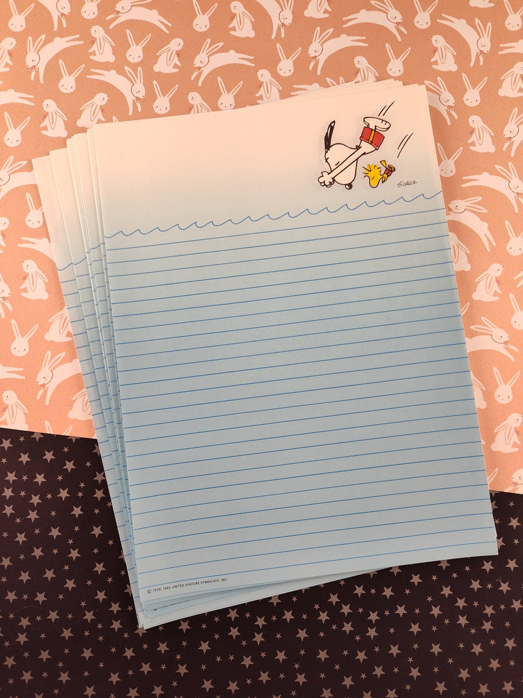 Vintage Peanuts Snoopy & Woodstock Lined Paper Stationary, Unused, 20 ...