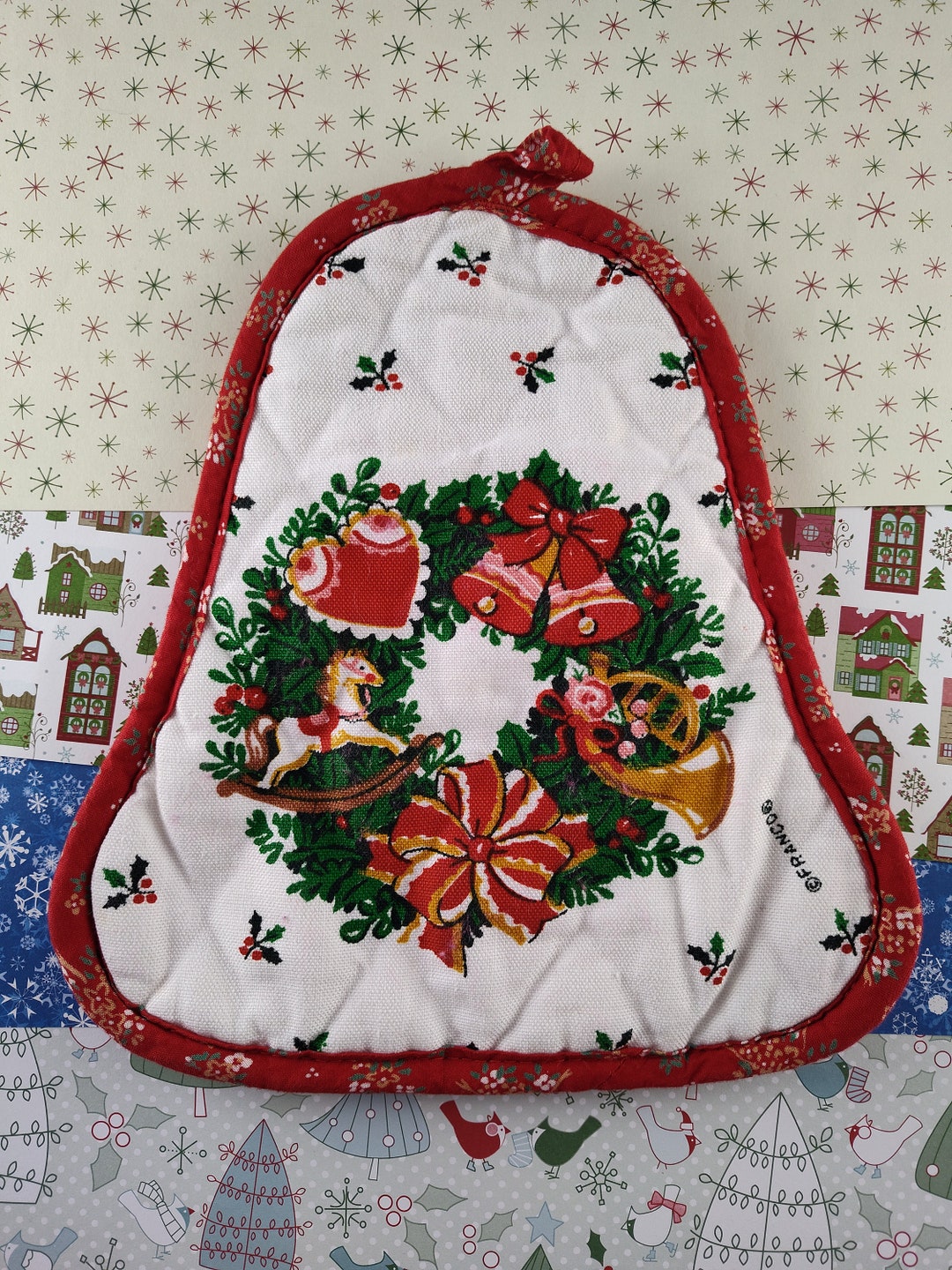 Vintage Christmas Potholder Franco Brand Bell Ornament Shaped Nice ...